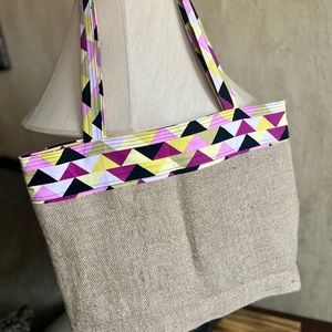 Handmade | Bags | Upcycled Burlap Large Tote Bag Handmade Beach Bag ...